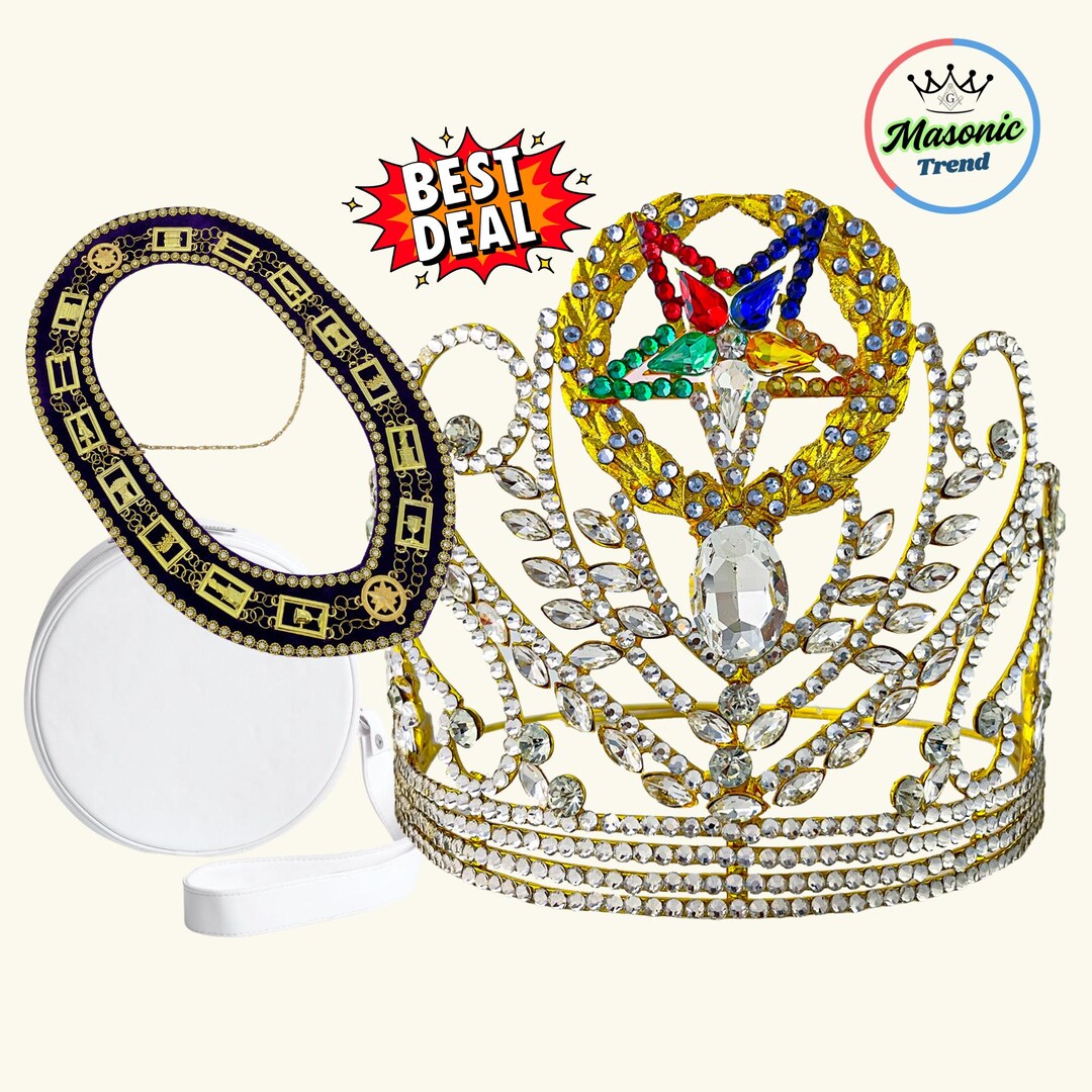 OES Crown, Masonic Freemason Order of Eastern Star Crown With Wreath ...