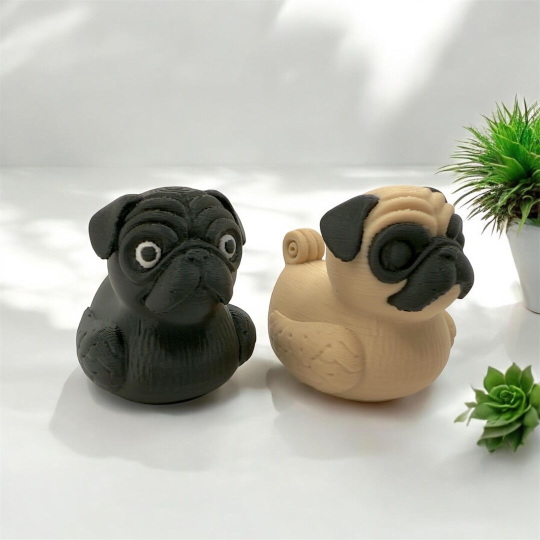 Pug Duck Figurine | 3D Printed Pug Home, Desk, Jeep & Cruise Decor ...