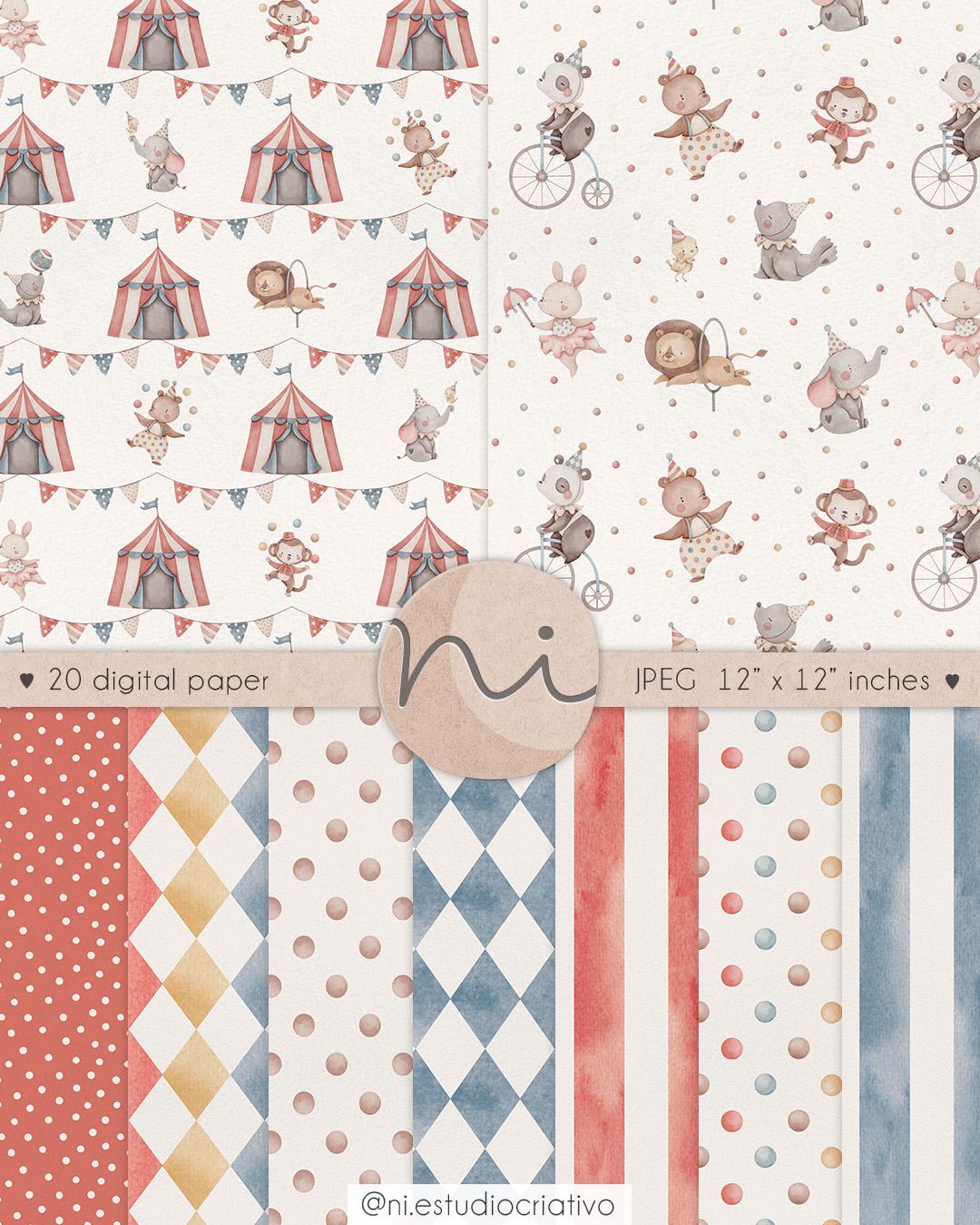 Circus Watercolor Clipart Set, Circus Invitation Bear PNG, Colorfull ...