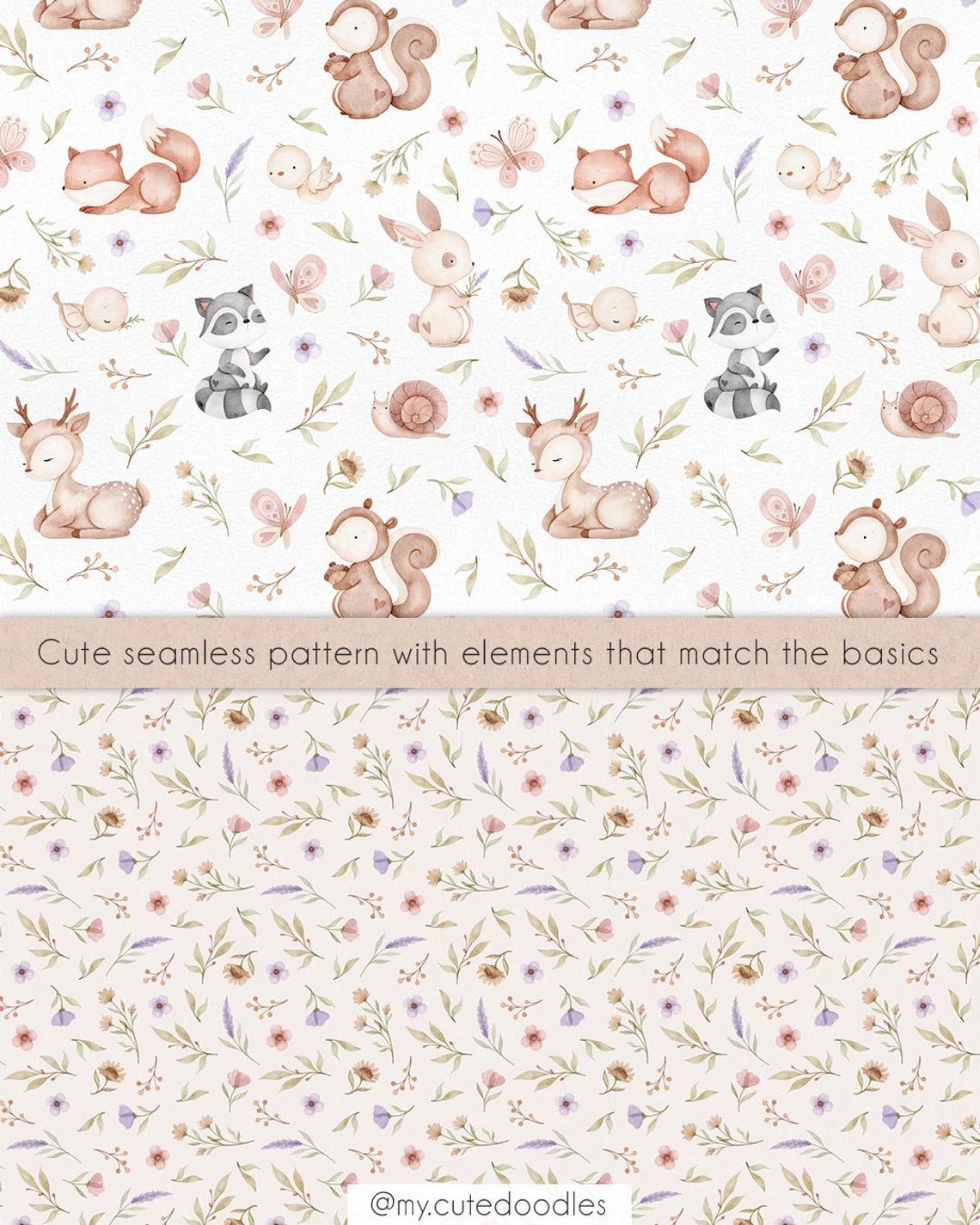 Woodland Animals Watercolor Clipart, Boho Woodland Clipart, Cute Baby ...