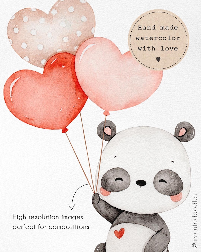 Valentine Animal Clipart - Watercolor - Valentine Png - Cute Woodland ...