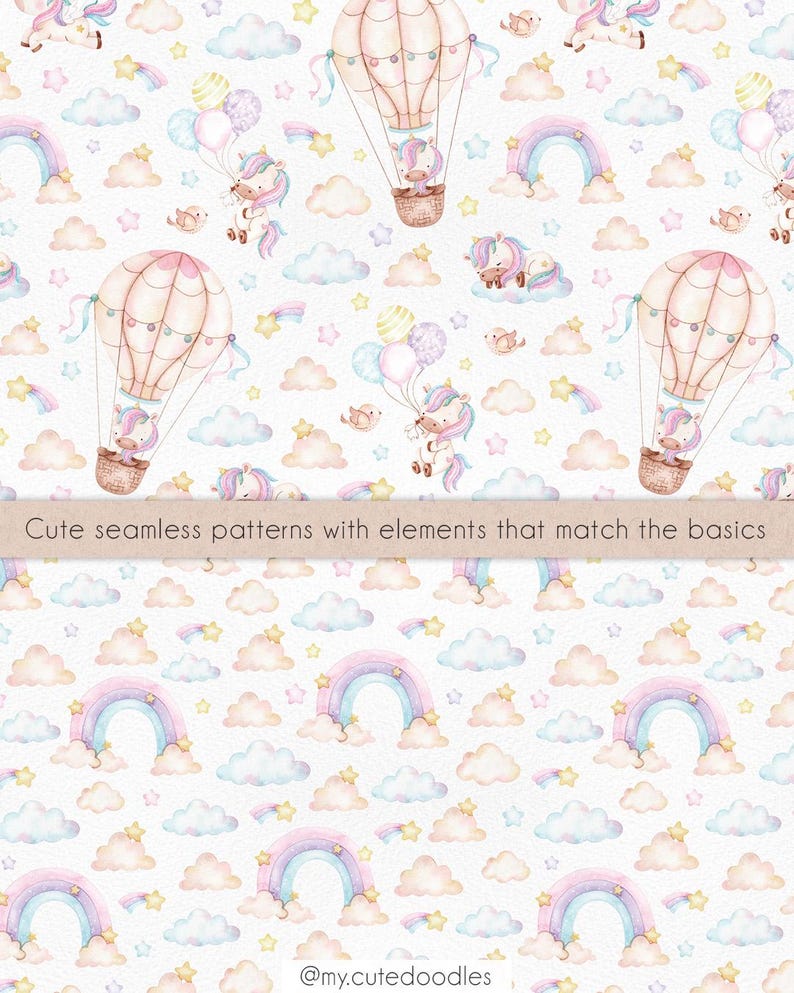 Cute Unicorn Watercolor Clipart, Instant Download, Rainbow Clip Art ...