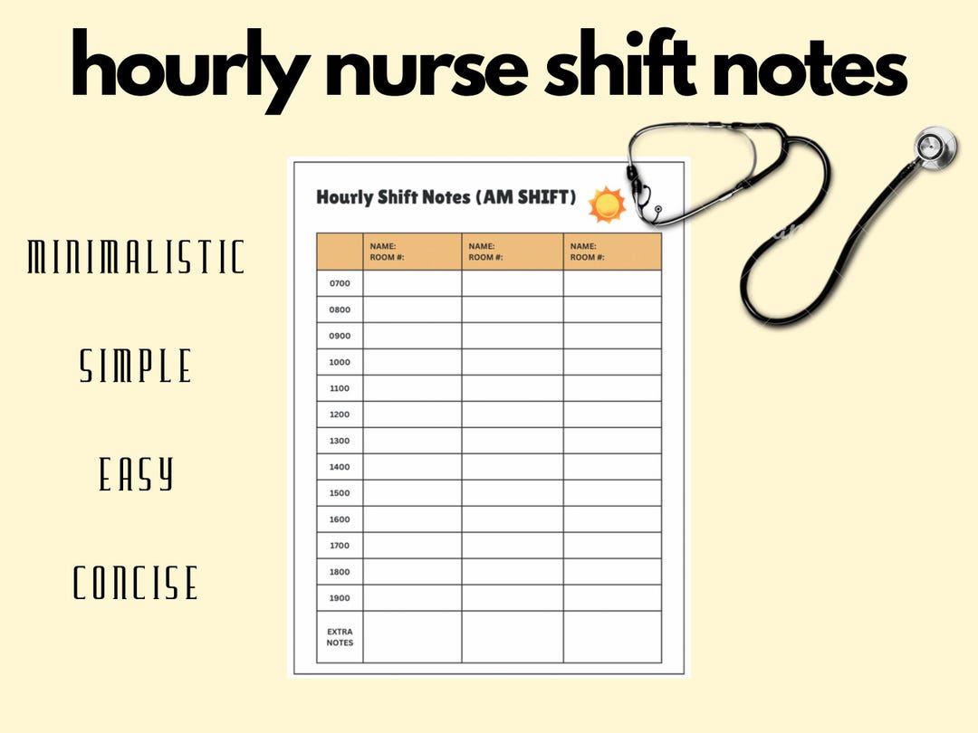 Nursing Shift Notes Printable: Nurse Report Template (PDF) - Etsy