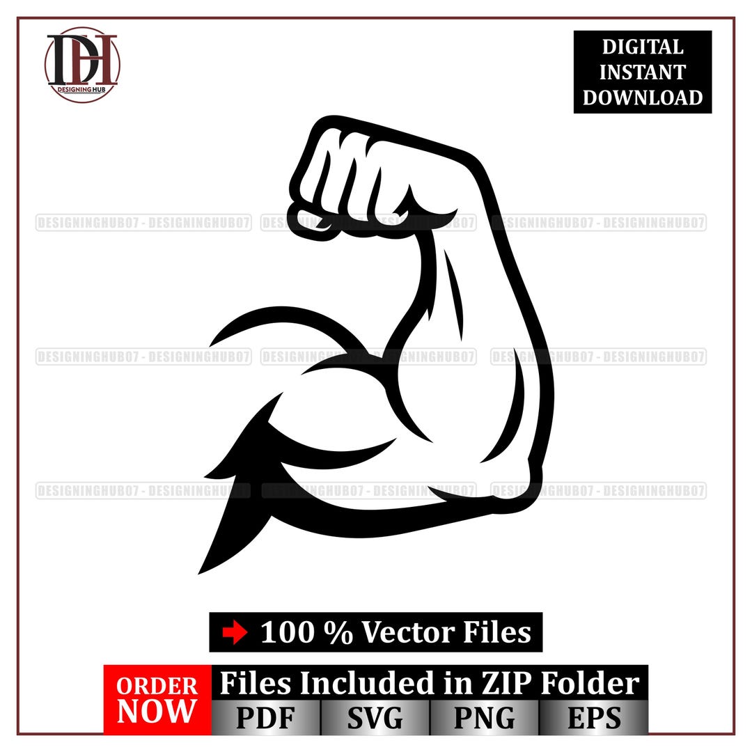 Bicep Arm Logo | Muscle Fitness Vector Design | Editable Strong Arm SVG ...