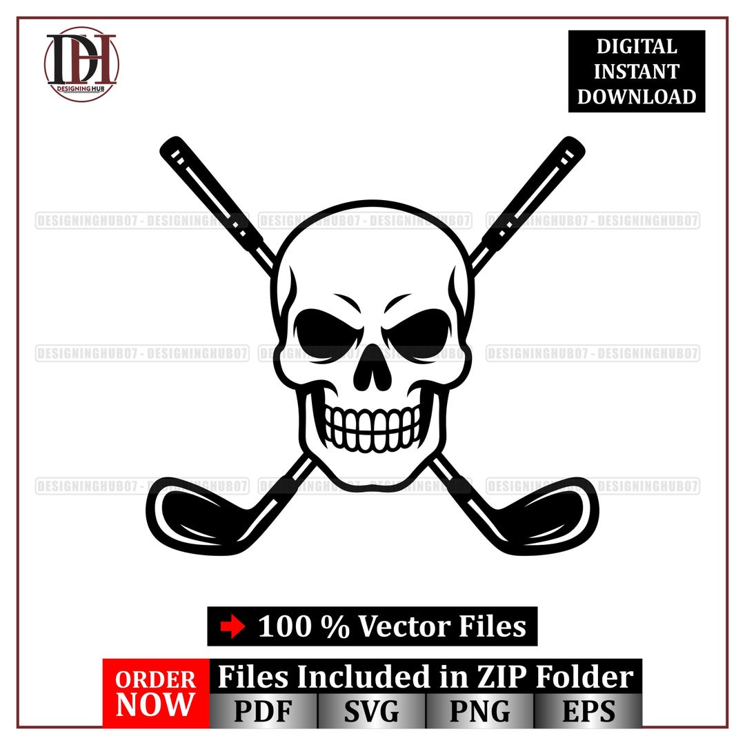Skull Golf Clubs SVG: Gothic Sports Logo, Emblem (digital Download) - Etsy