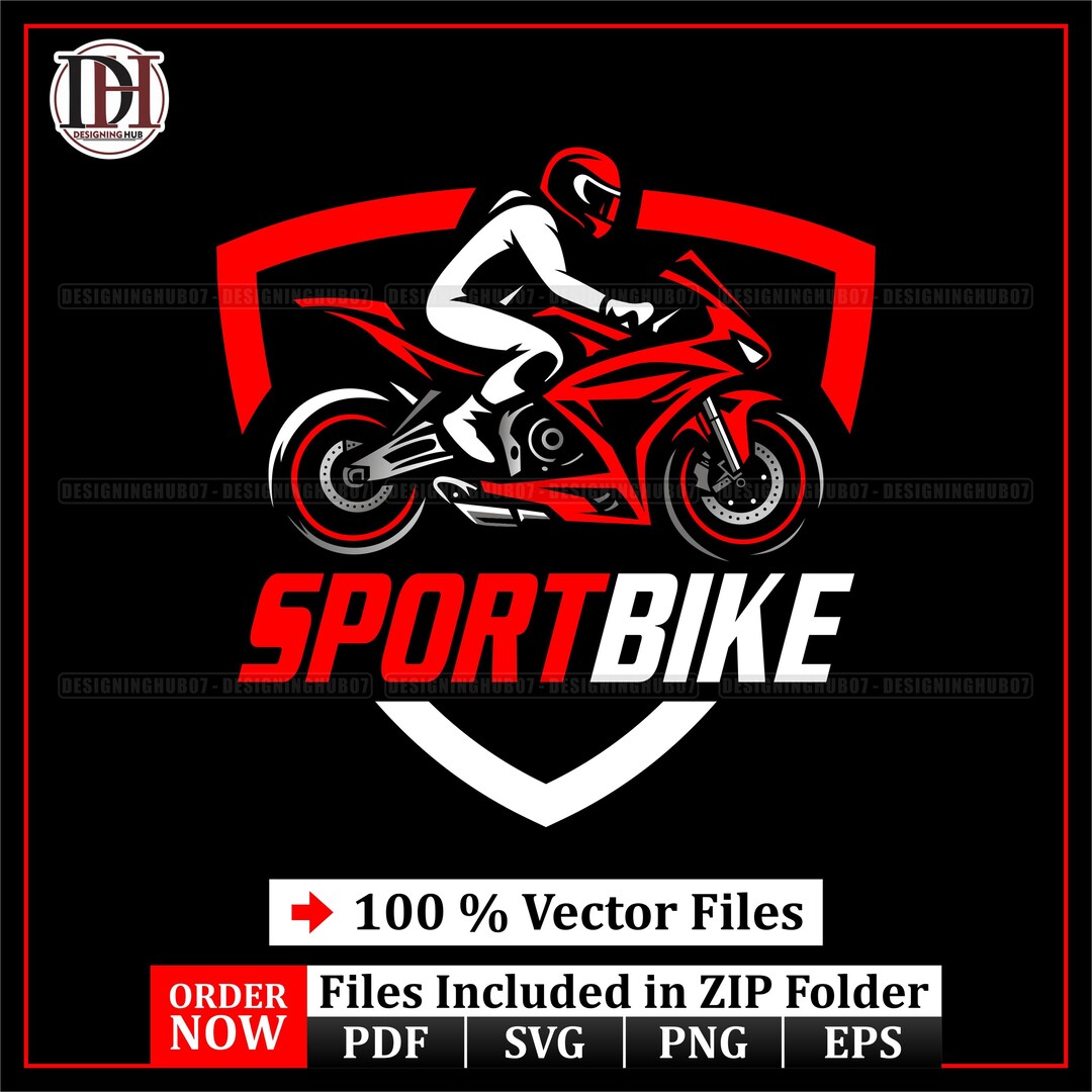 Sportbike Logo Design | Racing Motorcycle Vector Logo | Editable Bike ...
