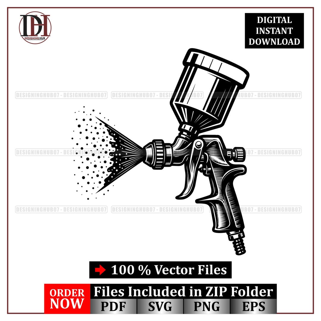 Paint Spray Gun SVG Vector, Air Spray Tool Illustration, Automotive ...