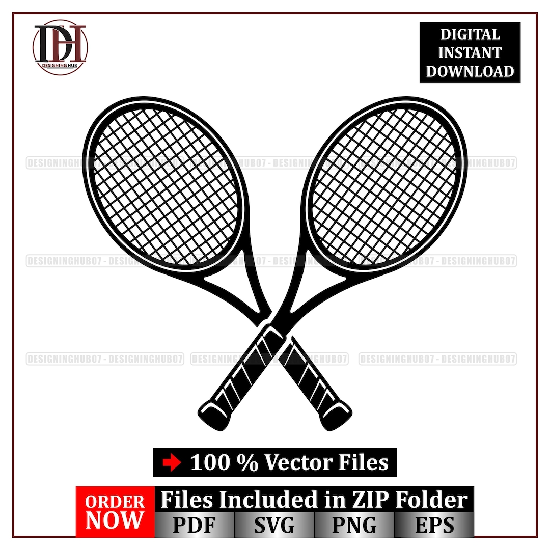Crossed Tennis Rackets SVG: Sports Vector Clipart (digital Download) - Etsy