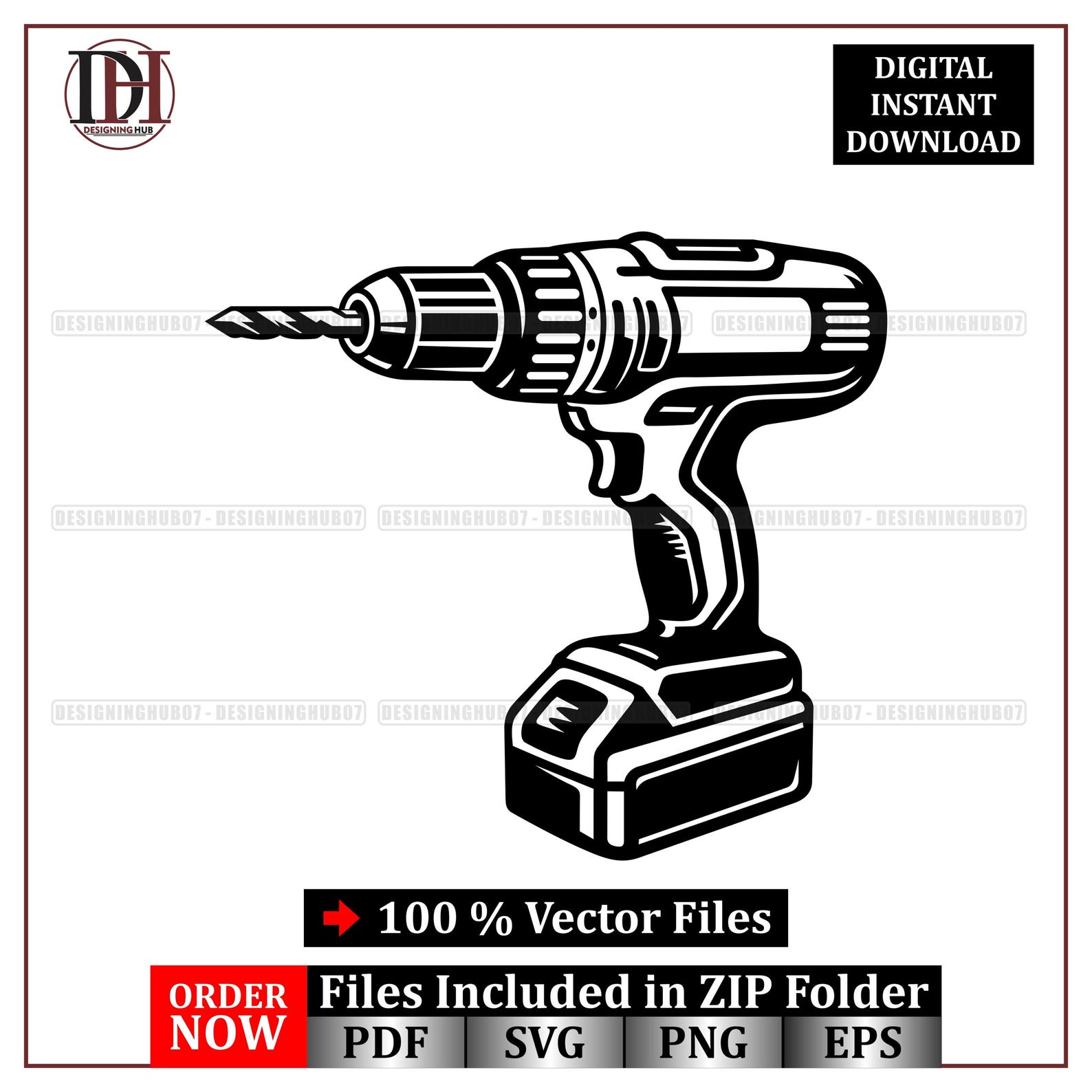 Cordless Power Drill Vector Icon SVG : Construction Tool Illustration ...