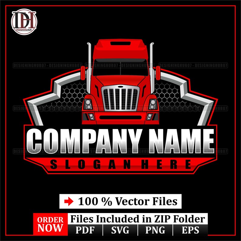 Trucking Company Logo Template | Red Truck Vector (svg, Png, Pdf, Eps ...