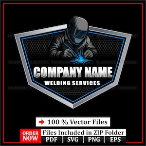 Welding Logo Template | Custom Welder Vector Emblem | Metal Fabrication ...