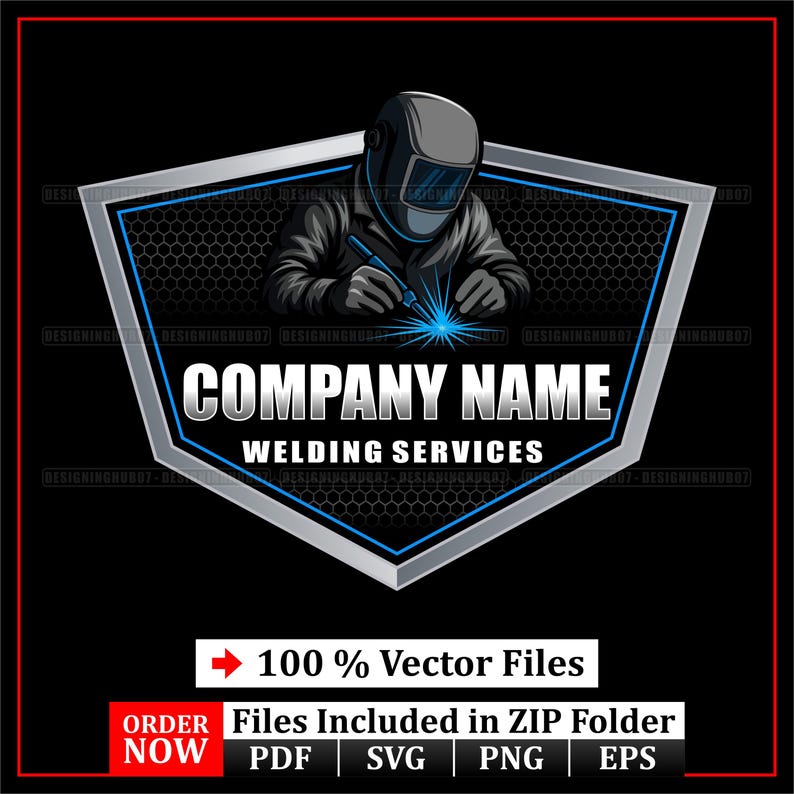 Welding Logo Template | Custom Welder Vector Emblem | Metal Fabrication ...