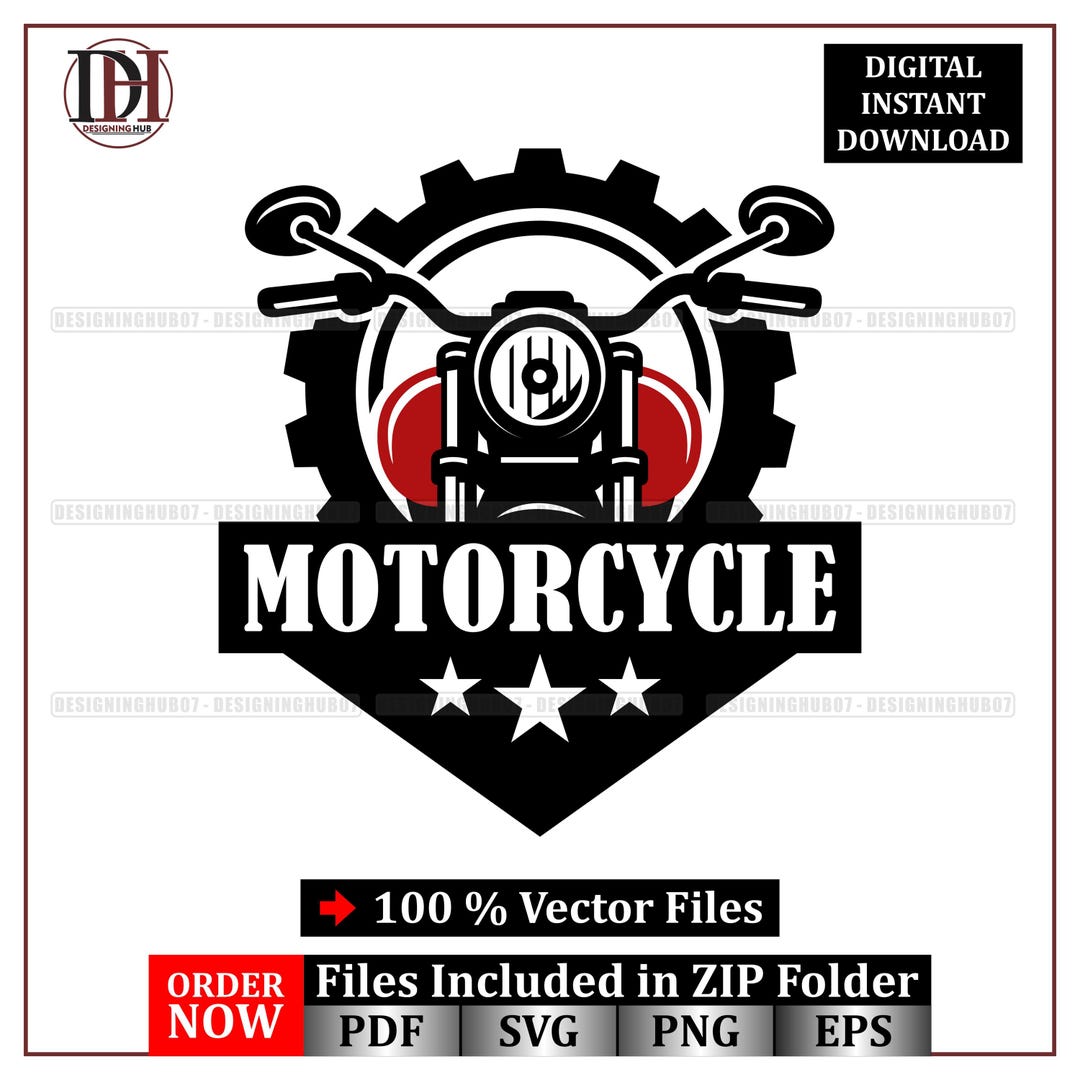 Motorcycle Logo Badge | Gear Handlebar Biker Logo | Motorcycle Vector ...