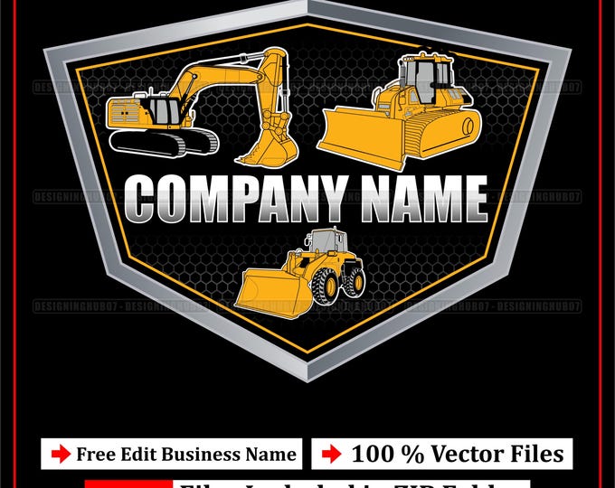 Bulldozer and Excavator Logo - Heavy Equipment Logo - Construction Logo ...