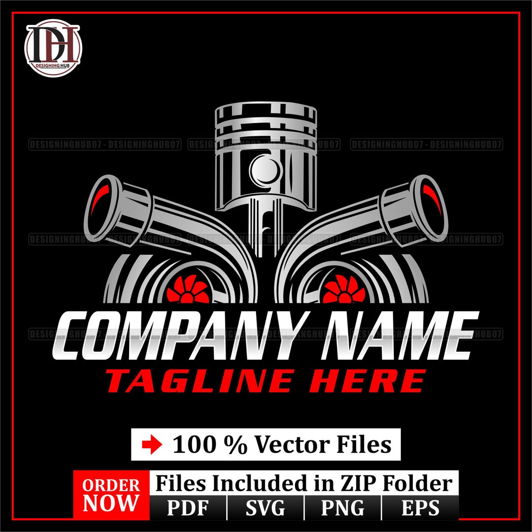 Piston Engine Logo Template | Editable Auto Mechanic Branding Design ...