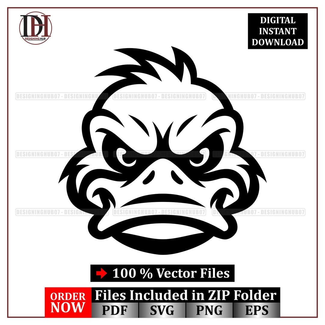 Aggressive Duck Head Vector Logo: Sports Team Mascot (digital Download ...