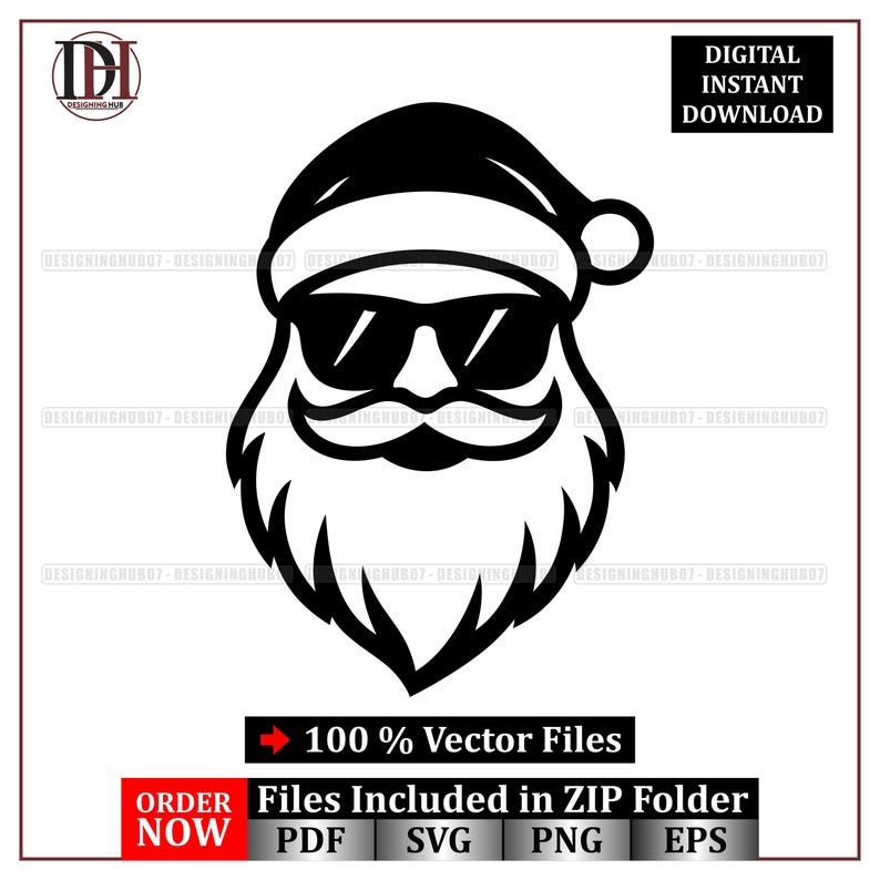 Christmas Santa SVG | Cool Santa SVG | Christmas Beard Man Vector ...