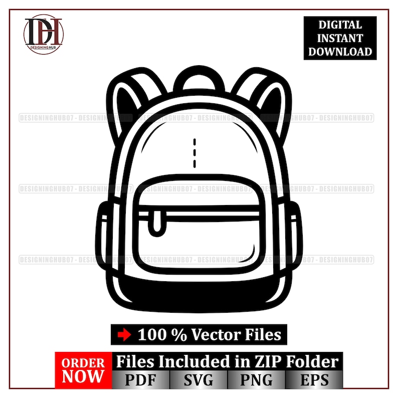 Backpack SVG Vector Clipart: School Travel Silhouette (digital Download ...
