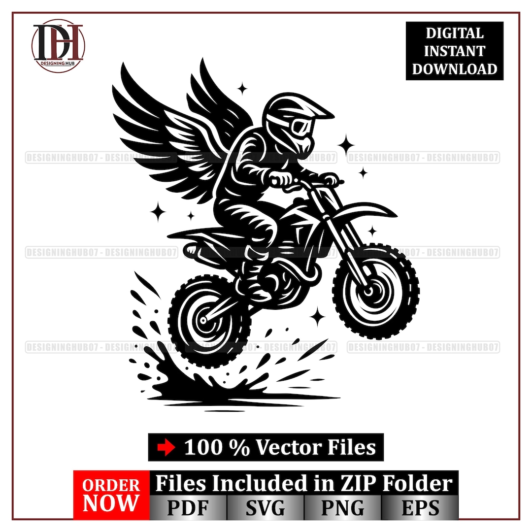 Motocross Rider SVG: Winged Dirt Bike Jump Vector (digital Download) - Etsy