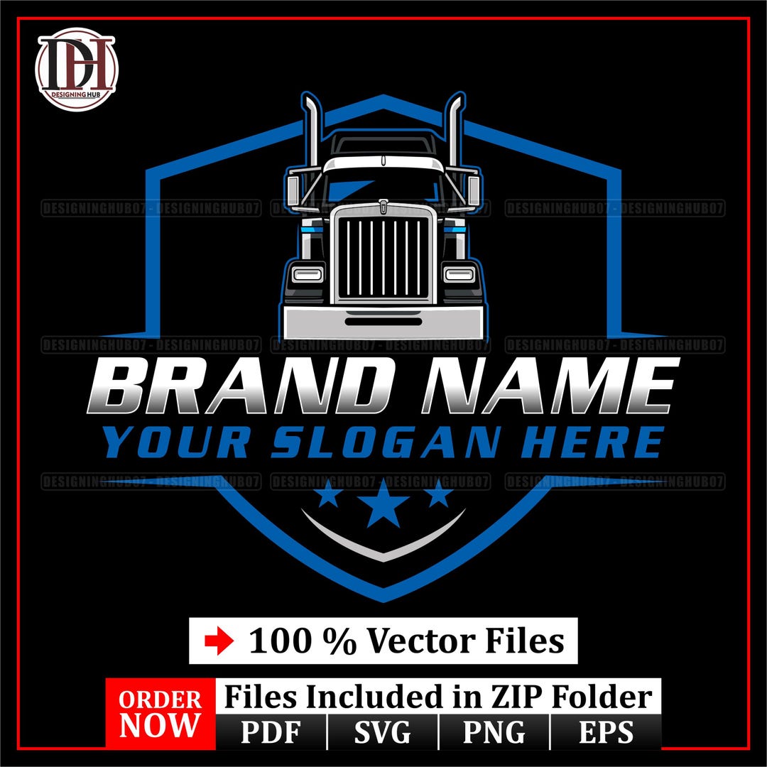 Trucking Logo Template | Editable Freight Company Shield Emblem | Semi ...