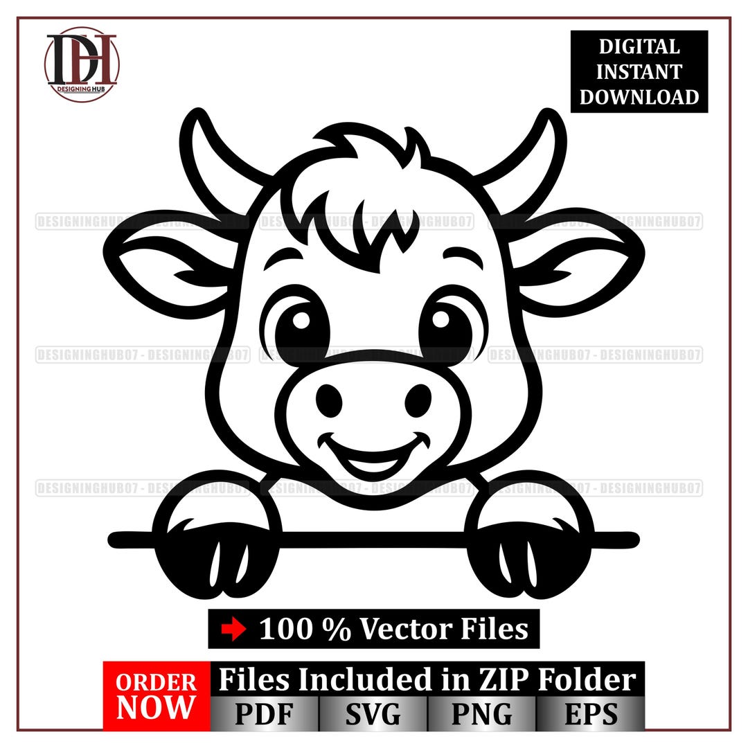 Baby Cow Face SVG | Farmhouse Nursery Clipart (digital Download) - Etsy