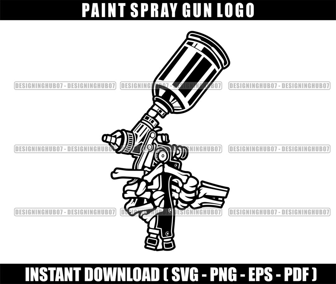 Paint Spray Gun Vector | Custom Airbrush Painter Logo | Auto Body ...