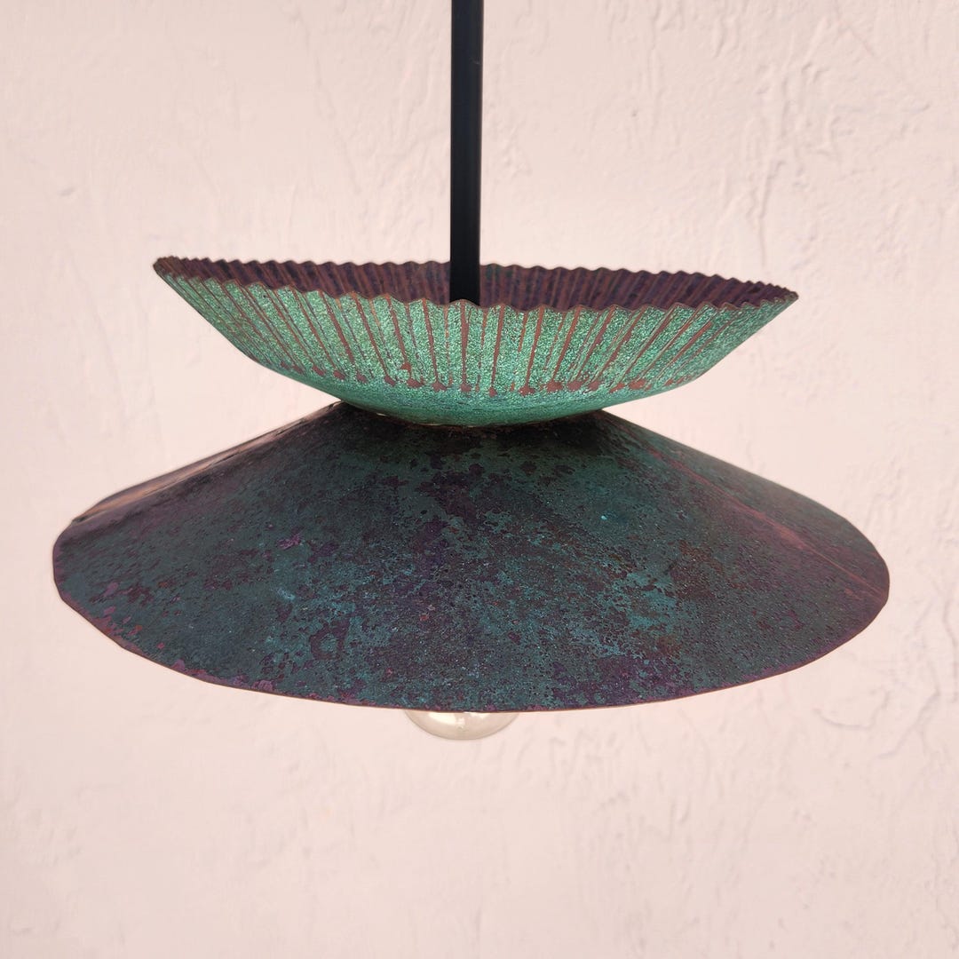 Handmade Copper Pendant Lamp Shade: Natural Patina, USA Made (12.25 ...