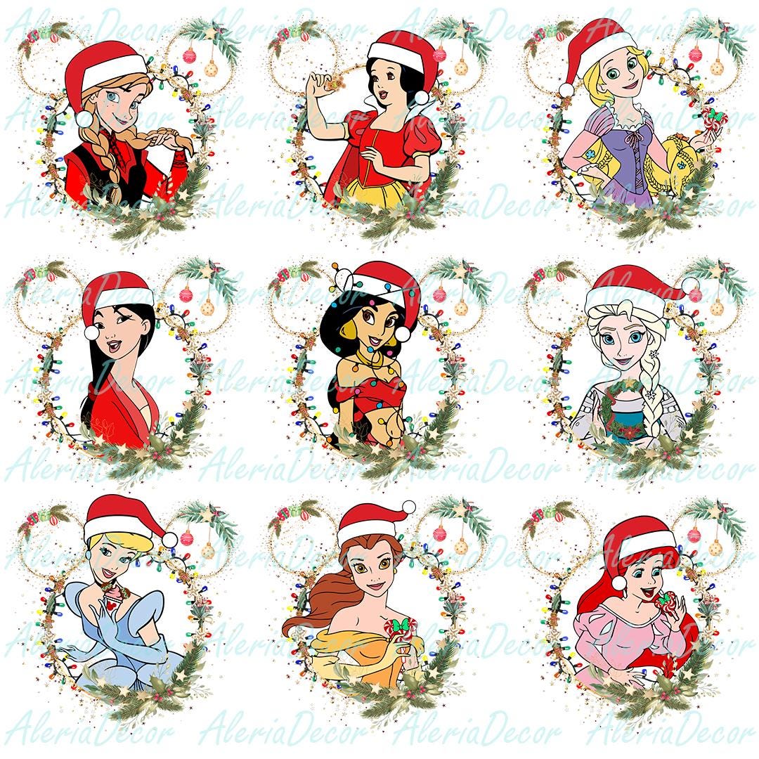 Christmas Princess PNG Bundle Clipart, Merry Christmas Png,cute Holiday ...