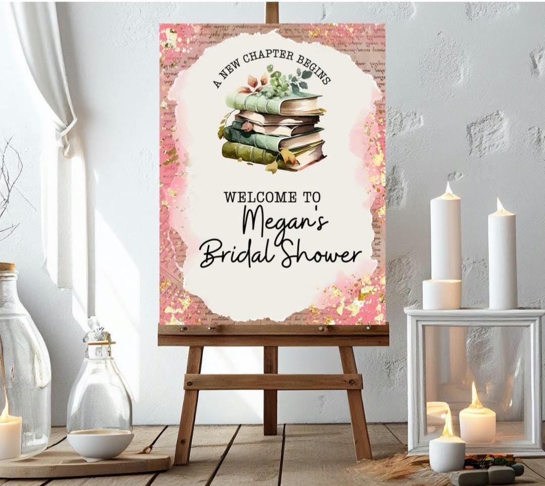 Storybook Bridal Shower Welcome Sign, A New Chapter Begins Bridal ...