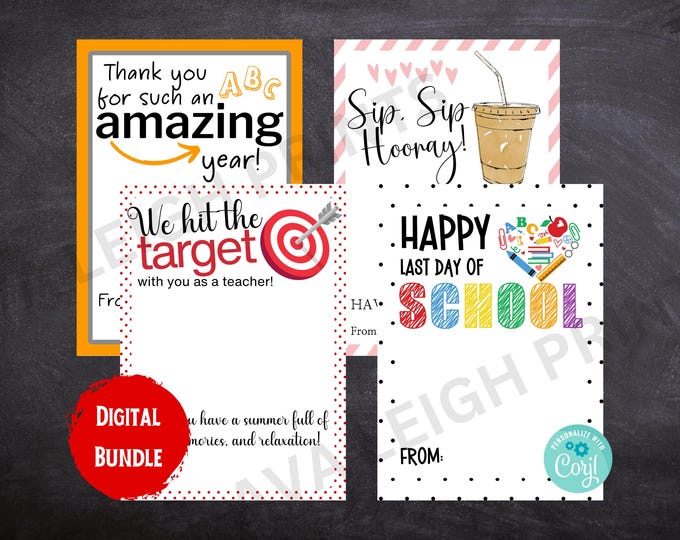 Last Day of School Teacher Appreciation Gift Card Holders, New Teacher ...