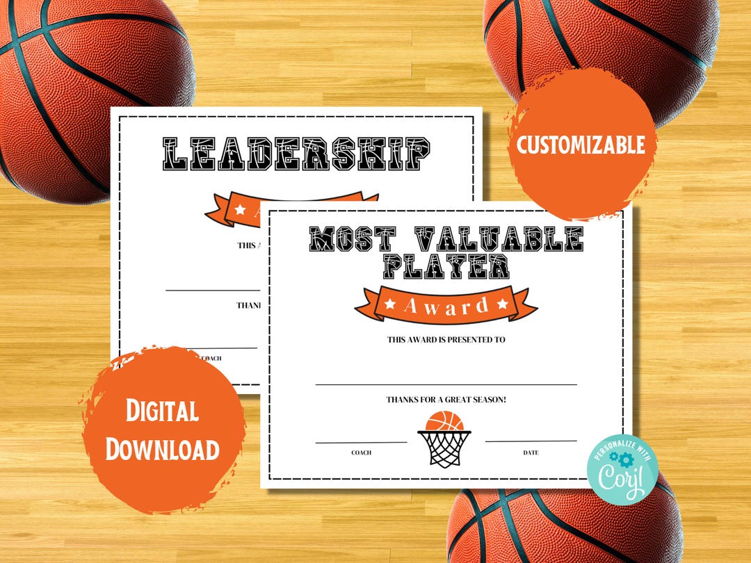 End of Season Basketball Awards, Team Recognition, Certificates of ...