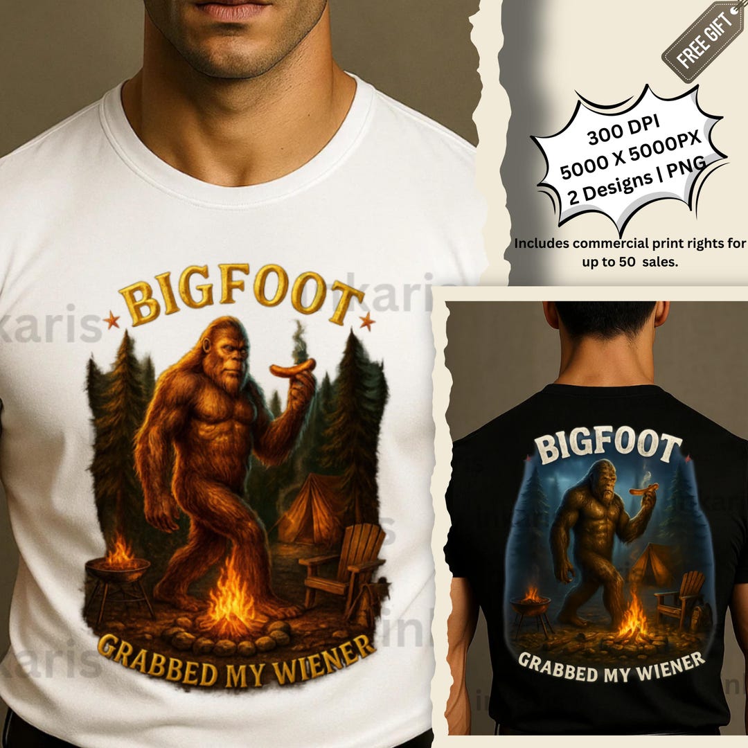 Funny Bigfoot Hot Dog PNG: Sasquatch Camping Clipart (digital Download ...