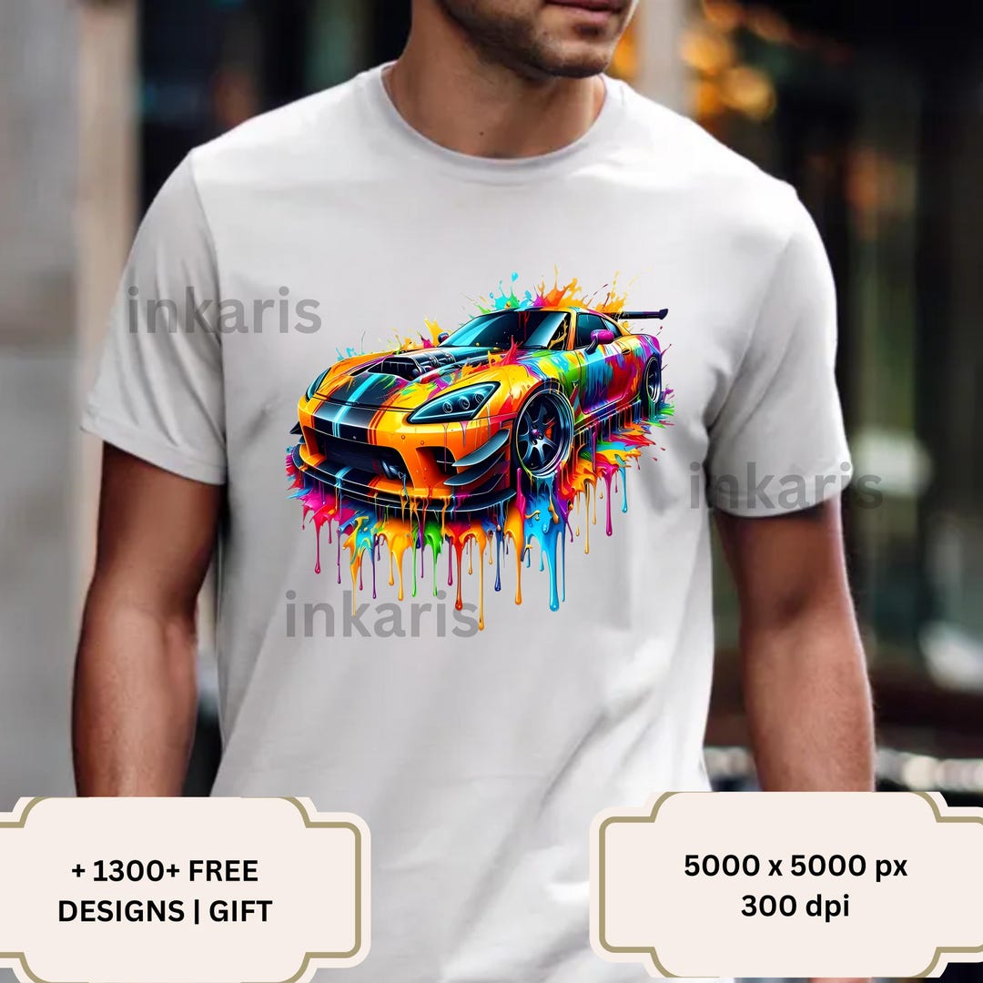 Neon Graffiti Race Car PNG • Dripping Sports Car Sublimation Design - Etsy
