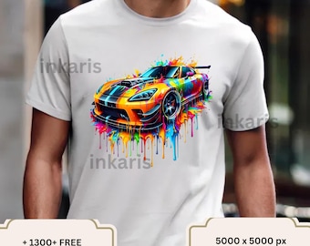 Neon Graffiti Race Car PNG • Dripping Sports Car Sublimation Design - Etsy
