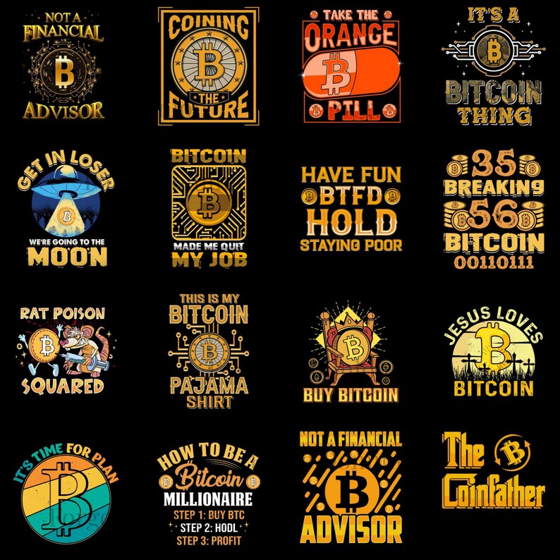 Crypto Shirt PNG Bundle: Bitcoin & Blockchain Designs (digital Download ...