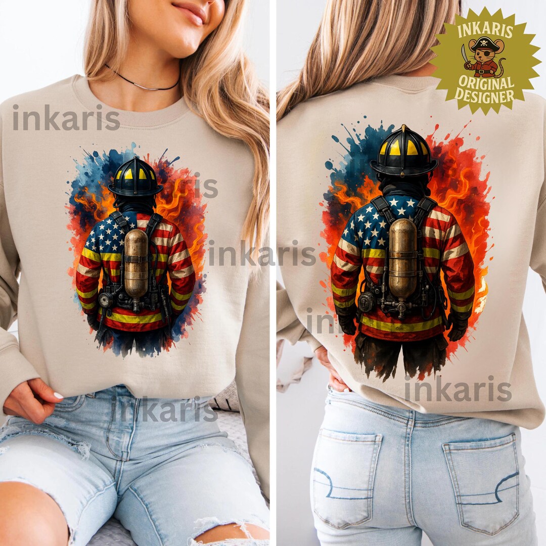 American Flag Firefighter PNG – Patriotic Sublimation Design (digital ...