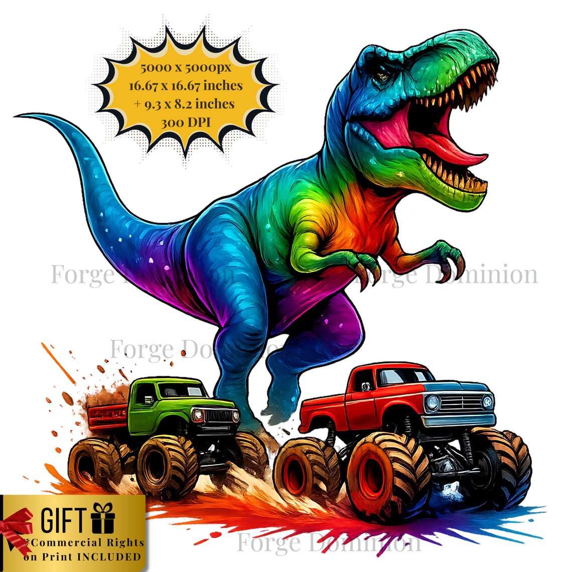 Neon Monster Truck PNG: Dinosaur Hot Rod Clipart (instant Download) - Etsy