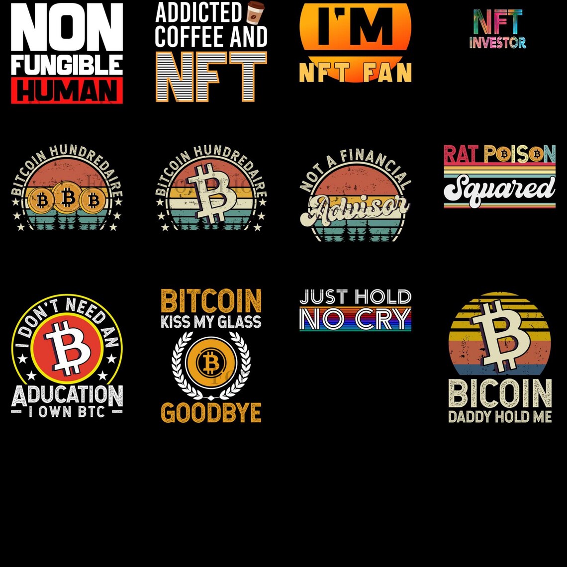 Crypto Shirt PNG Bundle: Bitcoin & Blockchain Designs (digital Download ...