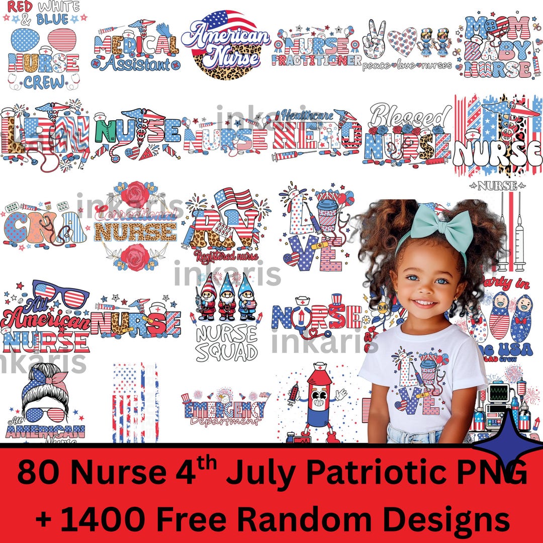 Patriotic Nurse 4th of July PNG Bundle: Medical Sublimation Designs ...