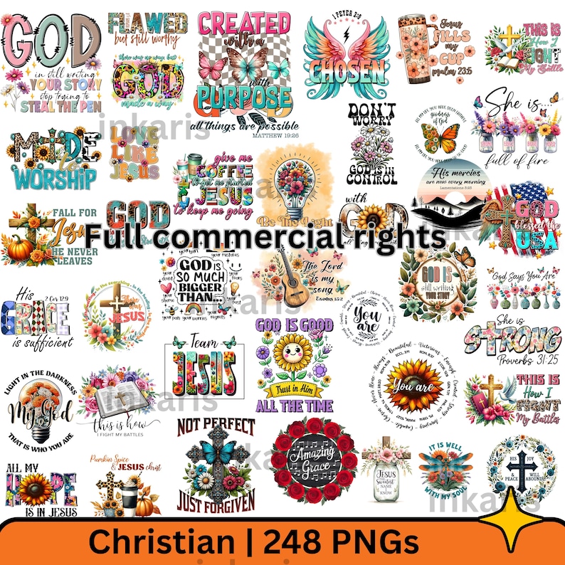 Christian PNG Bundle, Bible Verse, Jesus Graphics (248 Designs ...