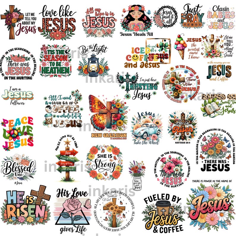 Christian PNG Bundle, Bible Verse, Jesus Graphics (248 Designs ...