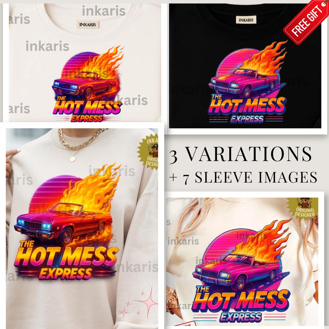 Hot Mess Express Car Flame PNG: Retro Sublimation Design - Etsy