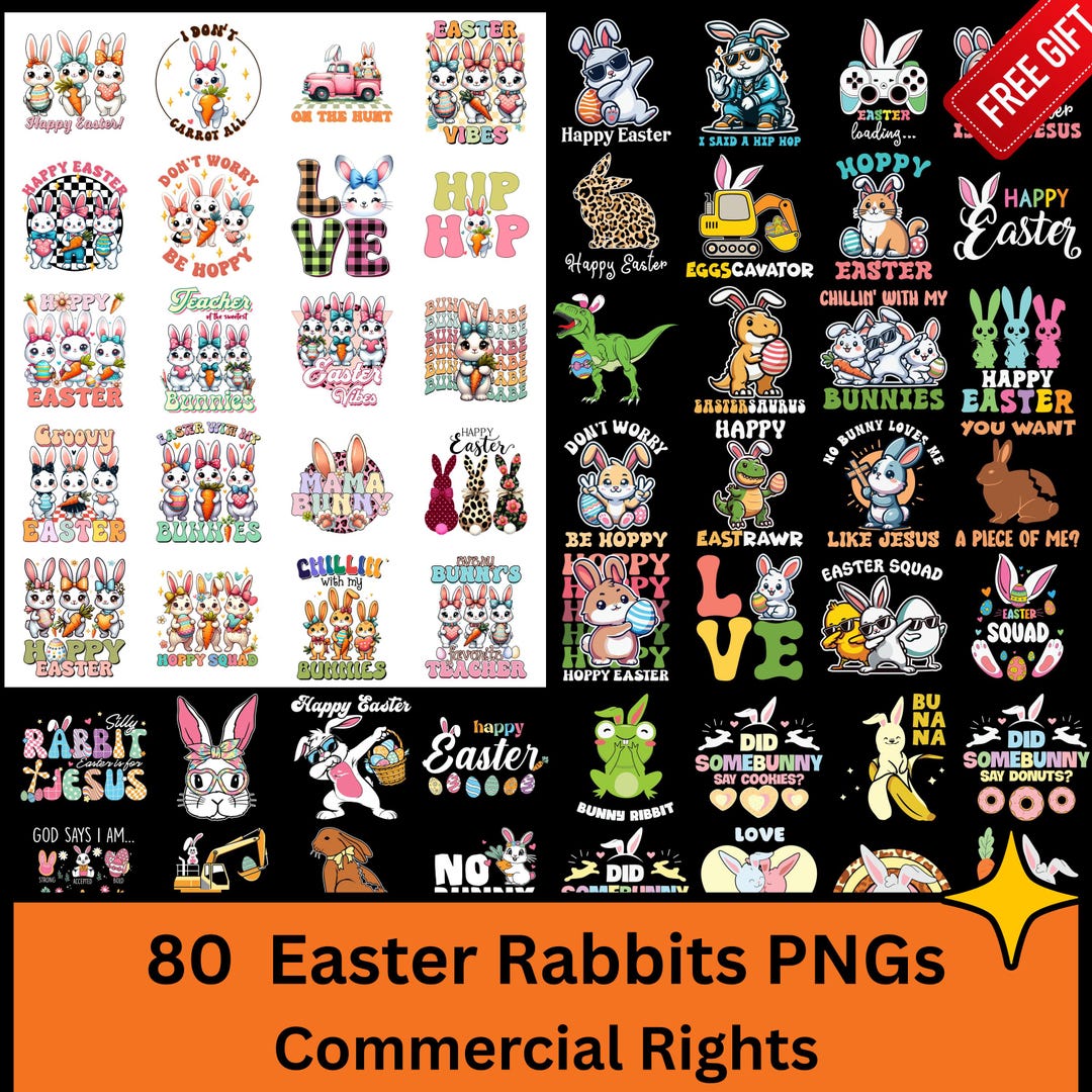 Funny Easter Bunny PNG Bundle, Sarcastic Rabbit Quotes (digital ...