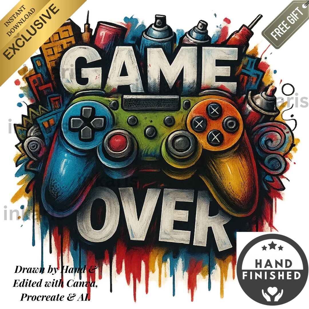 Game Over PNG - Gamer Controller Sublimation Art (digital Download ...