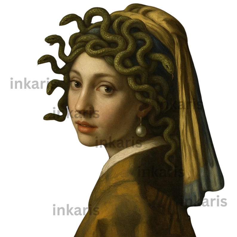 Medusa Renaissance PNG – Snake Hair Clipart, Dark Academia (digital ...