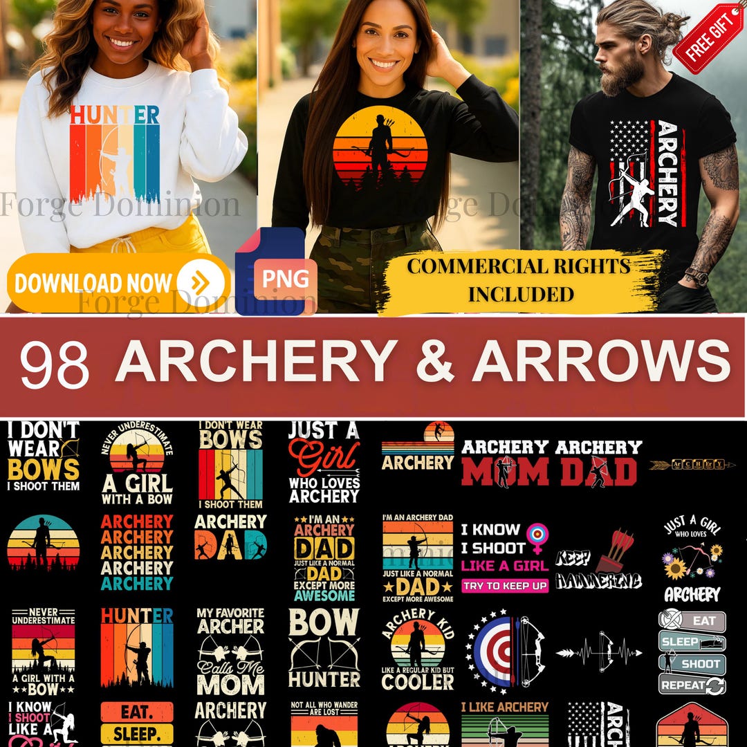 Archery PNG Bundle: 98 Bow Hunter Designs, Quotes (digital Download - Etsy