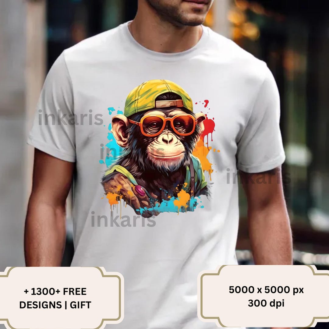 Hip Hop Monkey PNG • Graffiti Chimp Clipart, Streetwear Design - Etsy
