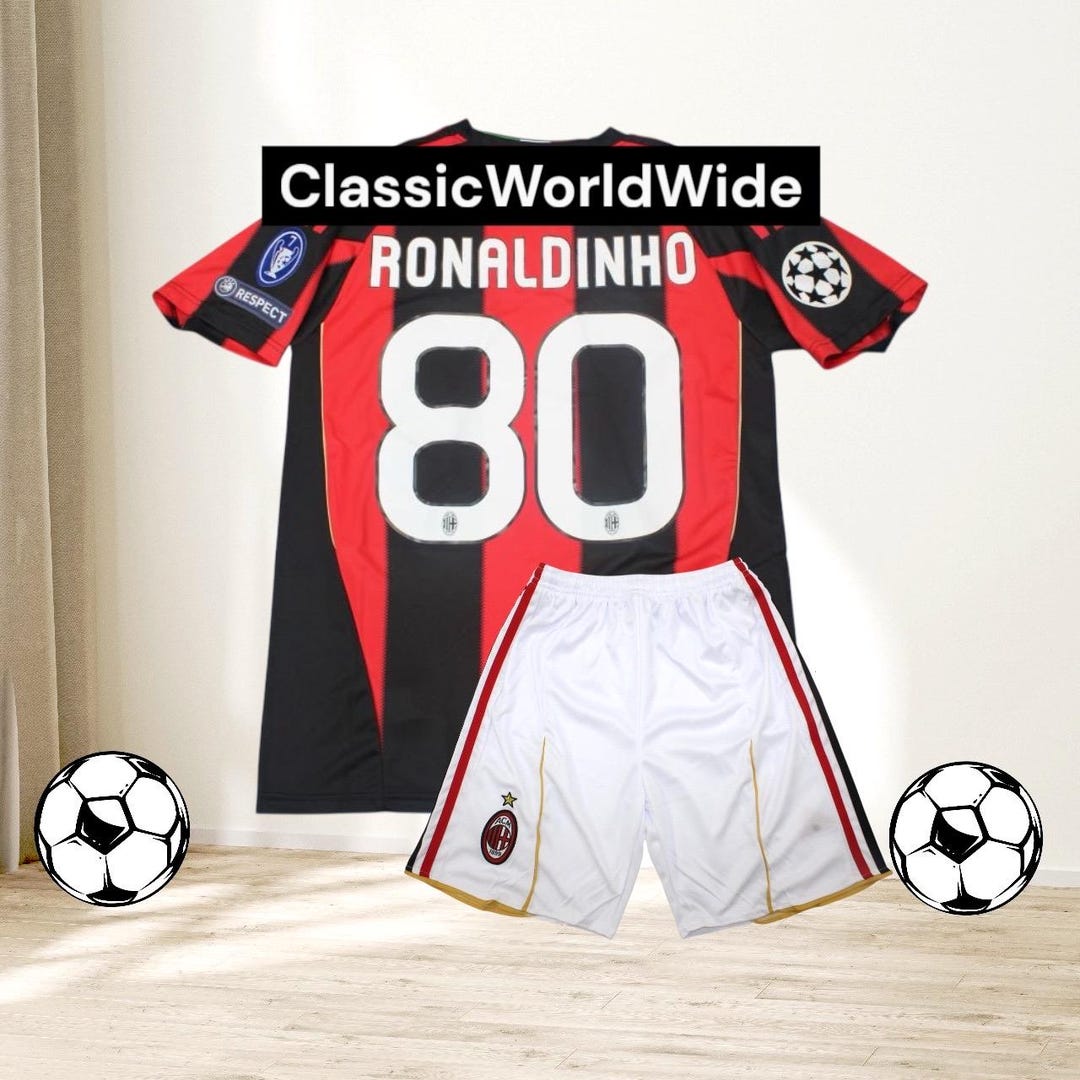 Ronaldinho Milan Home Jersey | Ronaldinho 80 Milan Kids Kit ...