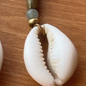 Vintage 70's -boho Hippie Cowrie Shells Dangling Earrings, Glass Beads ...