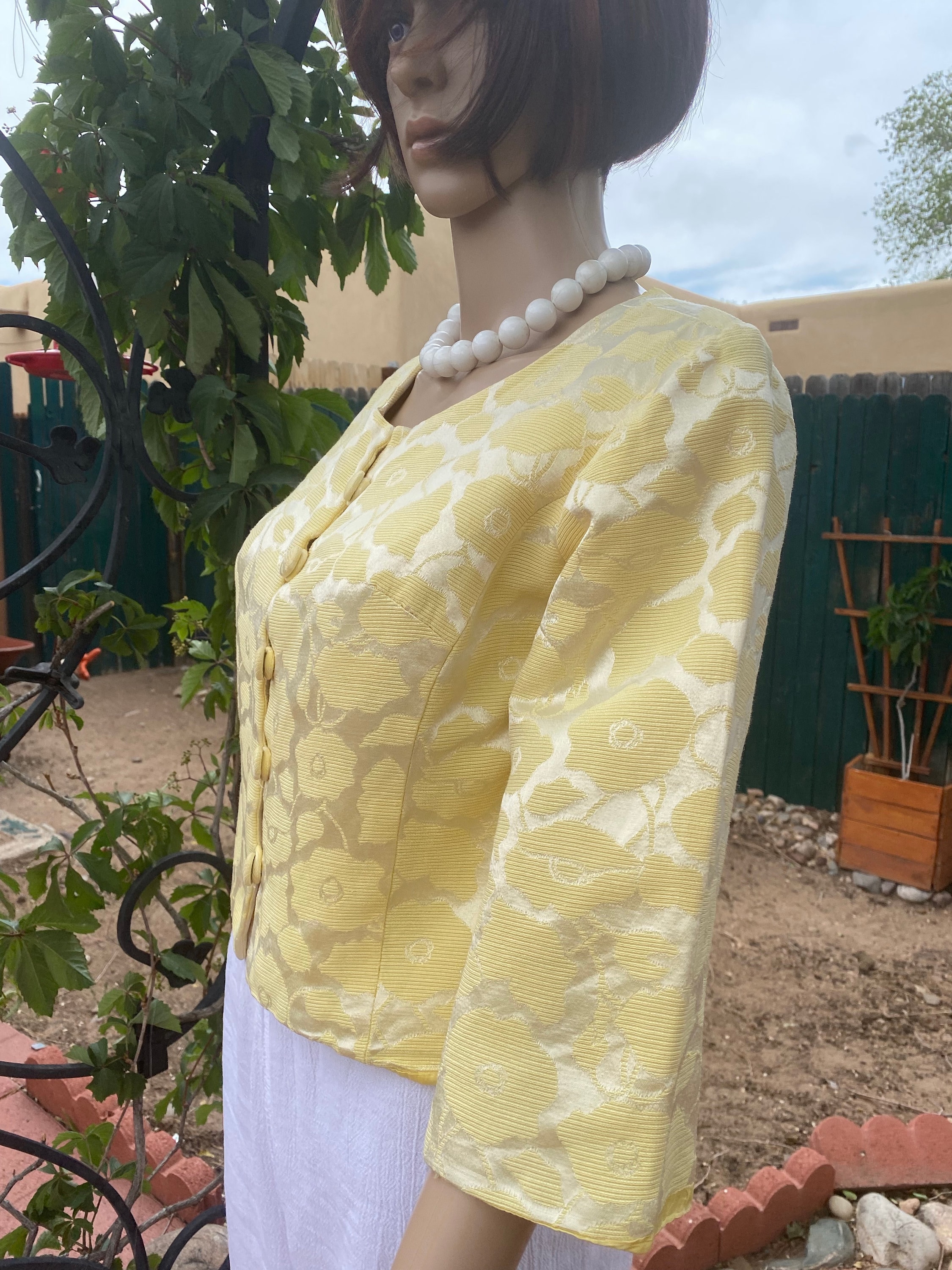 Vintage 60s Yellow Crop Jacket With 3/4 Sleeves and Front - Etsy